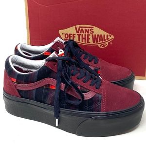 Vans | Shoes | Vans Old Skool Platform Shoes Red Black Suede Women Size ...